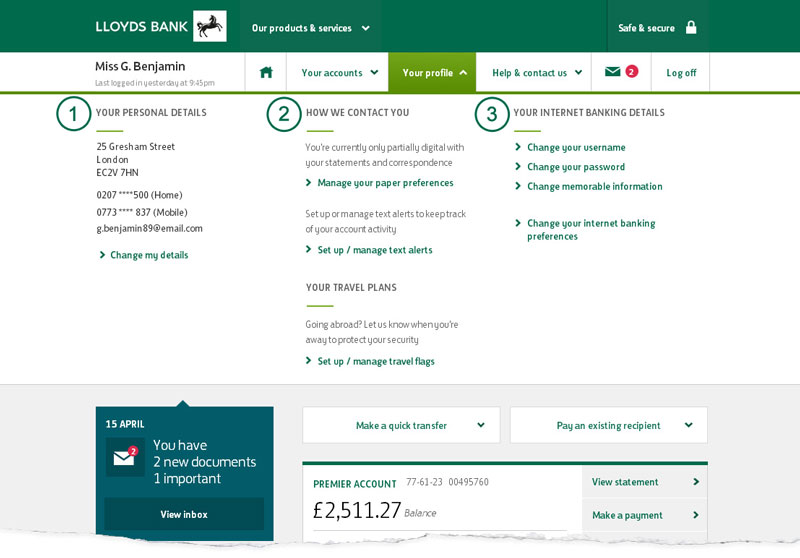Lloyds Bank Internet Banking Personal Details Lloyds Bank Internet Banking Personal Details
